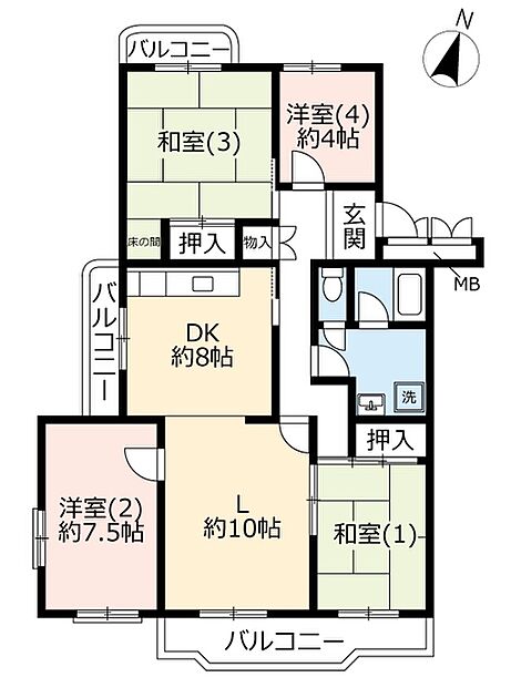【ホームズ】でお部屋探し！UR立川一番町東 2階/-[4LDK/賃料10.59万円/99.6㎡]賃貸マンション住宅情報(物件番号:0126862-0001745、取扱い不動産会社:独立行政法人 ...